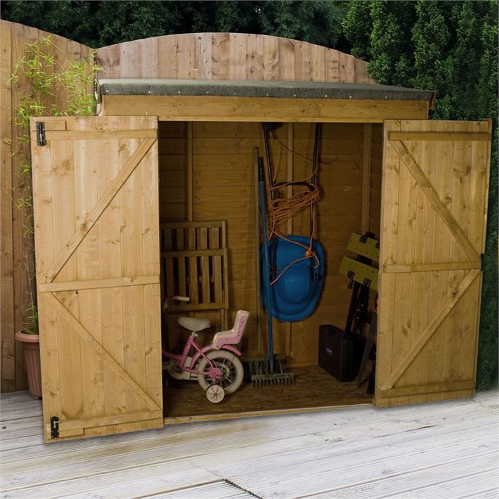 6 x 2.6 Overlap Pent Storage Shed With Double Doors (10mm Solid OSB ...